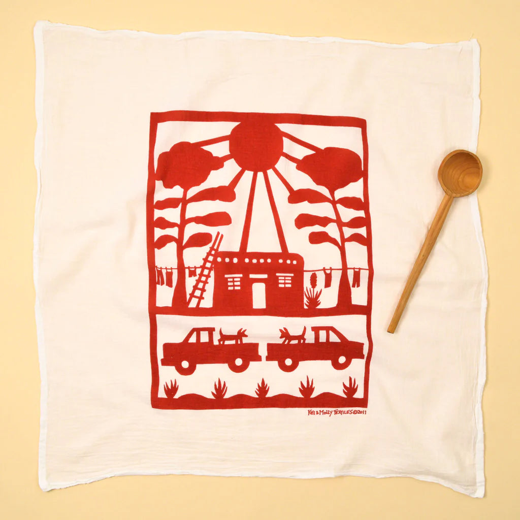 Kei & Molly Flour Sack Dish Towel Adobe House — Las Cosas Kitchen Shoppe