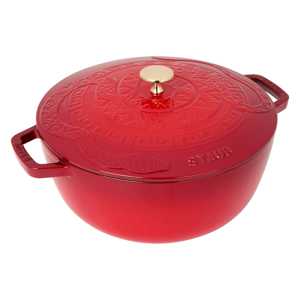 Staub Enameled Cast Iron 5 Qt Essential French Oven with Snake Lid in ...
