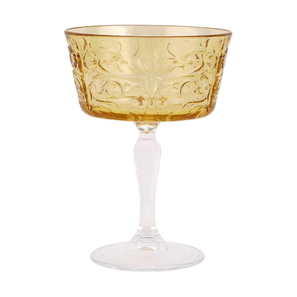 Vietri Barocco Amber Coupe Champagne Glass — Las Cosas Kitchen Shoppe